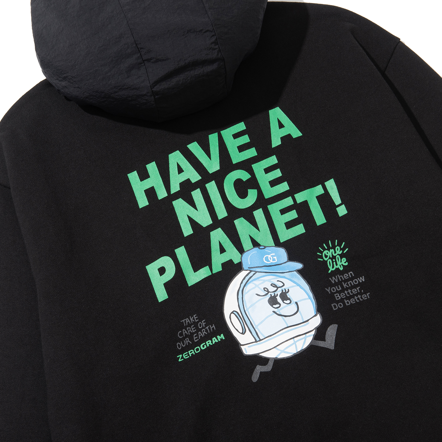 제로그램 | NICE PLANET 우븐믹스 후디 블랙