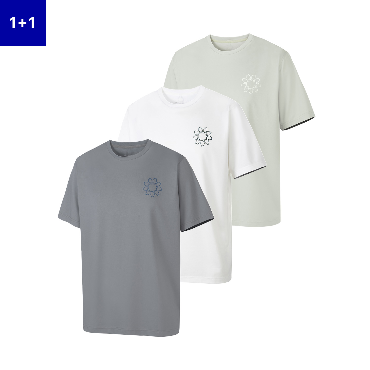 제로그램 | (1+1) 넥스트스킨 AIR-MESH 플라워 반팔 티셔츠